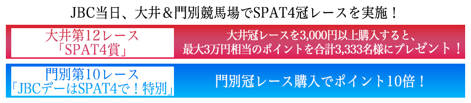 2023年JBC開催当日ポイント倍率一覧表｜SPAT4プレミアムポイント